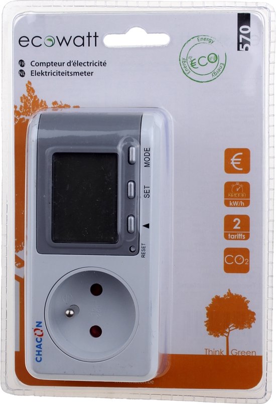 Universeel CHACON EcoWatt 570 verbruiksmeter - Energieverbruik en CO2 ...
