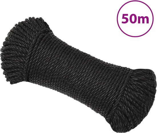 vidaXL - Werktouw - 3 - mm - 50 - m - polypropeen - zwart | bol