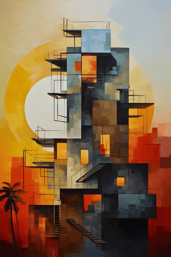 Abstracte Gebouw Poster - Abstracte - Woonkamer Decoratie - posters ...