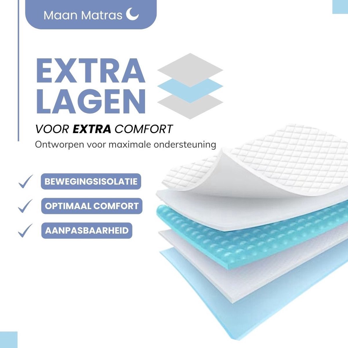 Maan matras 140x200 Topmatras - 9cm dik - HR Koudschuim - Afritsbaar en ...