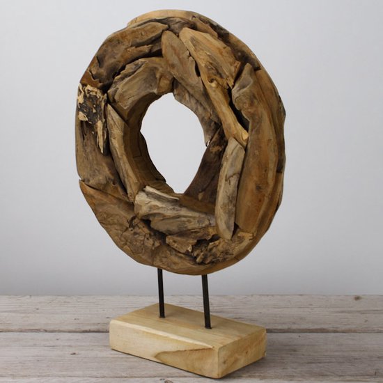 Teak | Decoratie | Rond hout | Round wood | Op standaard | Dia 40xH50 ...