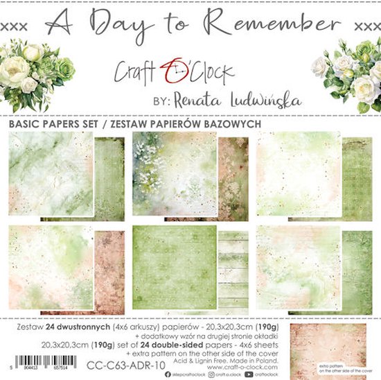 Craft O Clock Set of Basic Papers 20x20 cm A Day To Remember | bol
