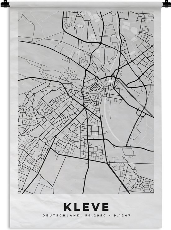 Wandkleed - Wanddoek - Duitsland - Kleve - Kaart - Stadskaart ...