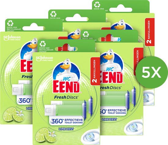 WC Eend Fresh Discs Lime Zest navullingen - Toiletblokken - 5 x 72 ml ...