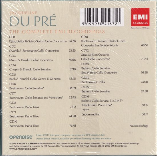 Complete Emi Recordings, Jacqueline Du PrÉ | Muziek | bol