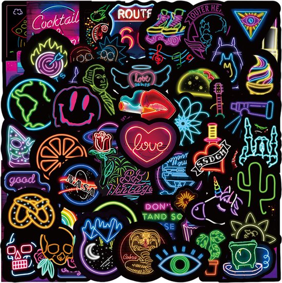 Neon Signs Stickers - 50 stuks - Vinyl - Bullet Journal Stickers | bol