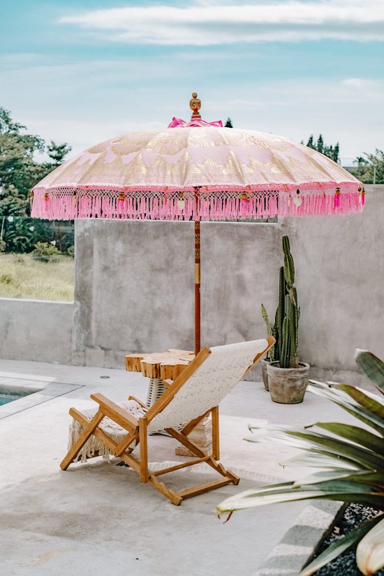 Bali parasol - pink goud - 250 cm vol gouden beschildering | bol