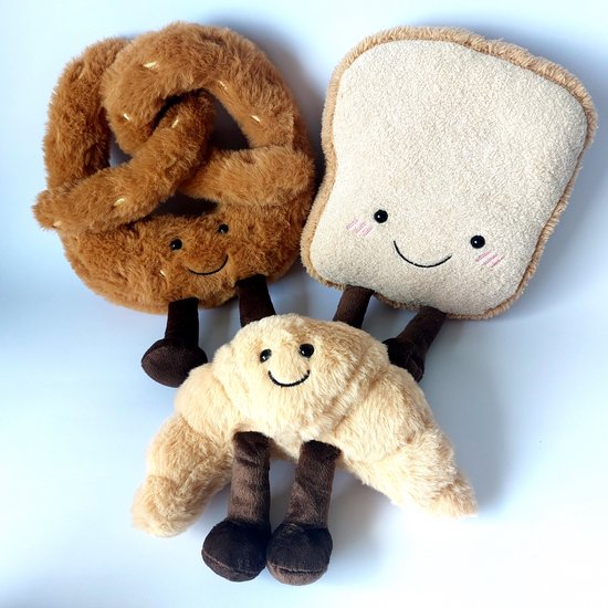 Knuffel - Pretzel - Pluche - Bruin - Croissant - Kinderknuffel | bol