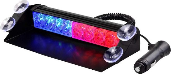 VCTparts Raamflitser Blauw-Rood Led Stroboscoop Zwaailicht met Zuignappen en 12V Plug | bol