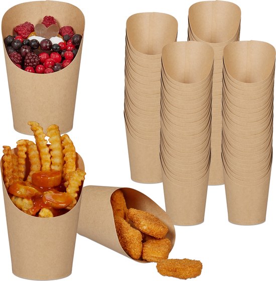 papieren frietbakjes - set van 100 - 400 ml - lekt niet - wrap bakjes | bol
