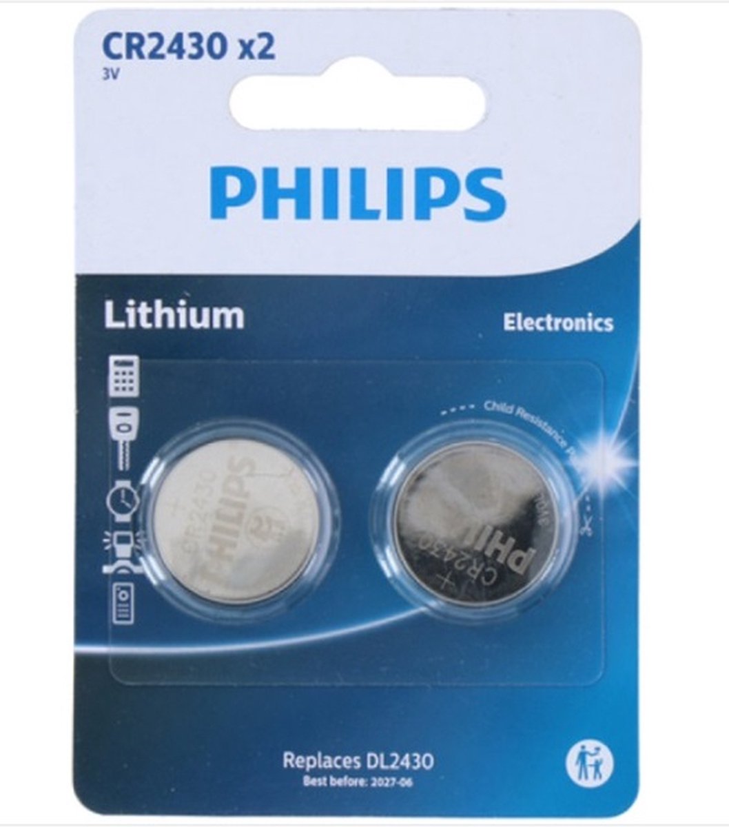 CR2430 Knoopcel Philips - Blister met 2 stuks | bol