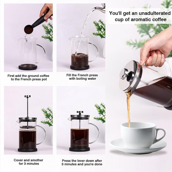 French Coffee Press - Koffiepot met filter - 600 ml - Hittebestendig ...