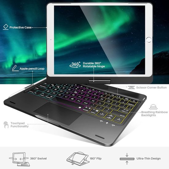 Sounix Tablet Toetsenbord Hoes - 360° Draaibaar - geschikt voor iPad 11 ...