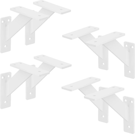 ML-Design 8 stuks Plankdrager 120x120 mm, Wit, Aluminium, Zwevende ...