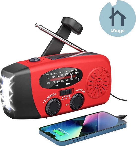 Thuys - Noodradio - Noodpakket - Noodradio Solar Opwindbaar - Powerbank ...