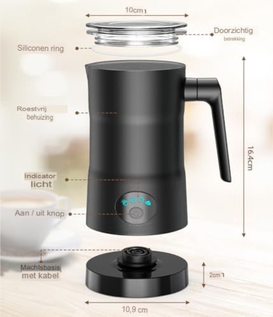 Automatische Melkopschuimer - Melkopschuimer Automatisch -Melkschuimer Elektrisch - Zwart | bol