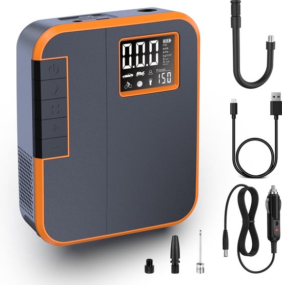 Elektrische Draagbare Luchtcompressor - Compacte Bandenpomp met LCD ...