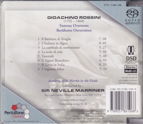 Super-Audio CD Famous Overtures - Gioachino Rossini - Academy of St ...
