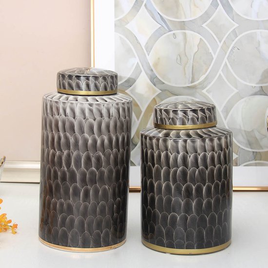 San Naila-Scales-Gemberpot-Vazen-Decoratieve Jar-Deksel-Schubben... | bol