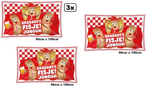 3x Gevelvlag Brabants fisje 90cm x150cm - Carnaval thema feest fijn ...