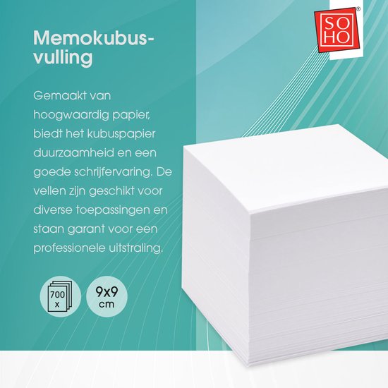 SOHO Memokubus–vulling – Kubusvulling met wit papier – 700 vellen – 9 x ...
