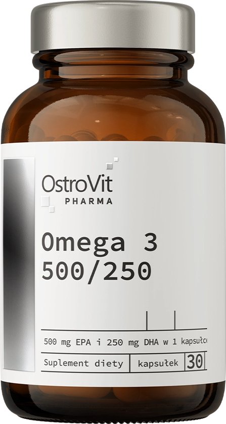 Omega 3 - 500/250 - 1000 mg visolie - 30 softgels - Donker glazen potje ...