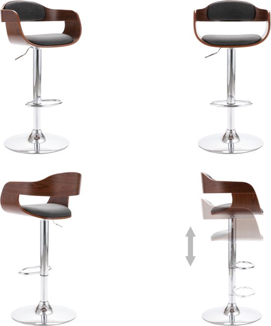 vidaXL Barkruk multiplex en stof grijs - Barstoel - Barstoelen - Stoel ...