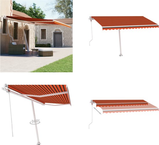vidaXL Luifel vrijstaand automatisch 400x300 cm oranje en bruin ...