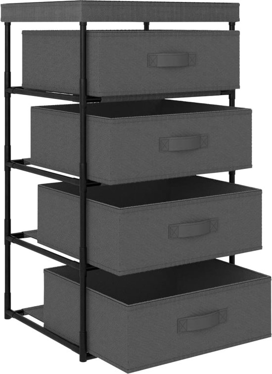 vidaXL Opbergrek met 4 stoffen manden staal grijs - Kast - Inclusief ...