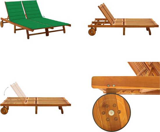 vidaXL Ligbed 2-persoons met kussens massief acaciahout - Ligbed ...