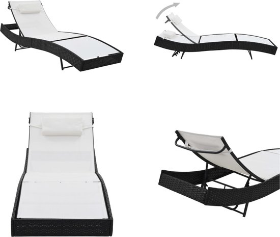 vidaXL Ligbed met kussen poly rattan zwart Ligbed - Tuinmeubel - Lounge ...
