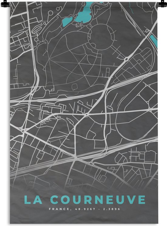 Wandkleed - Wanddoek - La Courneuve - Stadskaart - Kaart - Plattegrond ...