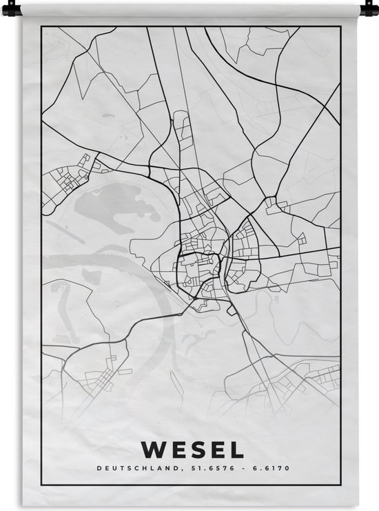 Wandkleed - Wanddoek - Plattegrond - Wesel - Kaart - Stadskaart - 60x90 ...