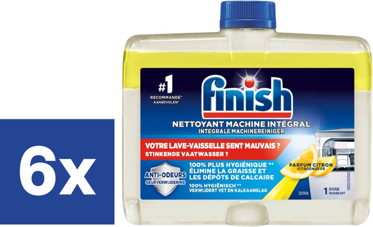 Finish Vaatwasmachinereiniger Citroen - 6 x 250 ml | bol