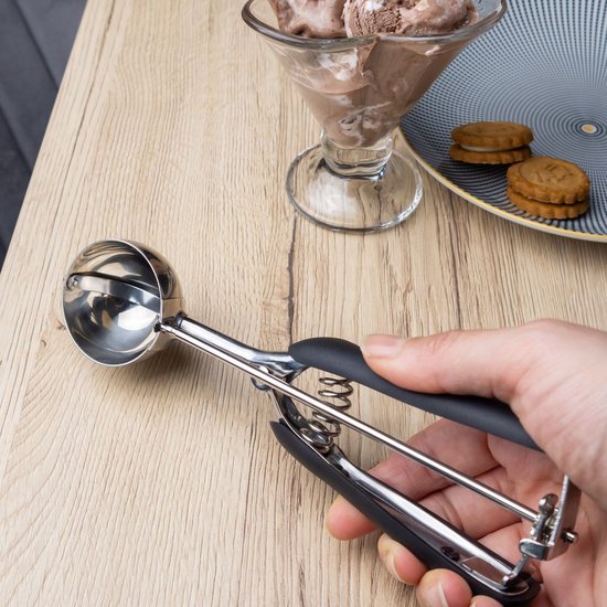 Intirilife Ijsschep roestvrij staal ijsschep met zwart handvat - schep ...