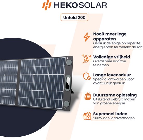HEKO Solar® Zonnepaneel Unfold 200 - Solar Panel - 200W - Draagbaar ...
