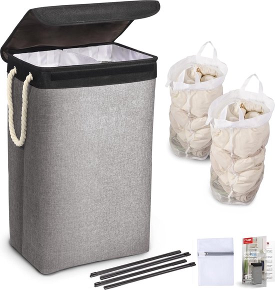 Wasmand met deksel, wasverzamelaar, waszak, opvouwbare wasmand, opslag ...