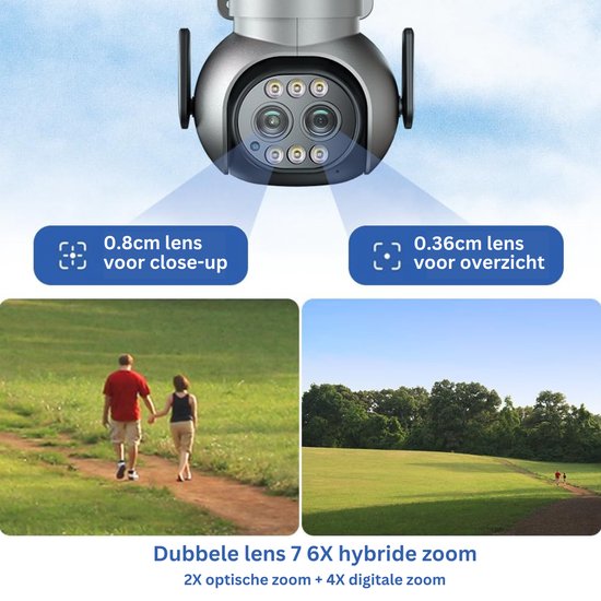 Wifi Beveiligingscamera - Bewakingscamera - Met Dubbele Lens En 2,5K 4MP Resolutie -... | bol