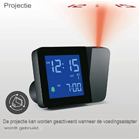 Wekkerradio met Projectie - Digitale Wekker - Digitale Klok - Zwart | bol