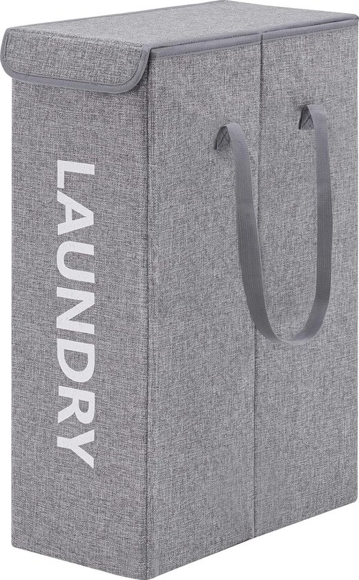 Slanke wasmand met deksel, opvouwbare wasmand, wasbox, stevige wasbox, wasmand met... | bol