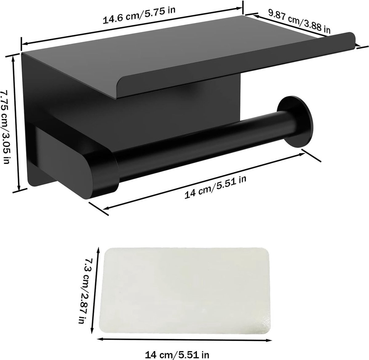 New Age Devi - " WC-Rolhouder met Plankje: Opstaand Randje, Incl ...