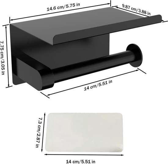 New Age Devi - " WC-Rolhouder met Plankje: Opstaand Randje, Incl ...