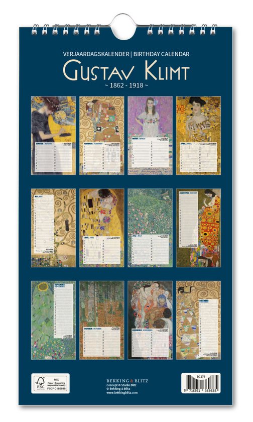 Gustav Klimt Verjaardagskalender | bol