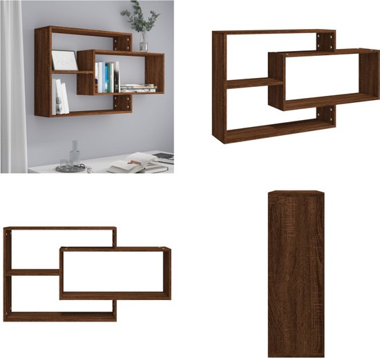 vidaXL Wandschap 104x20x58,5 cm bewerkt hout bruin eikenkleur - Zwevend ...