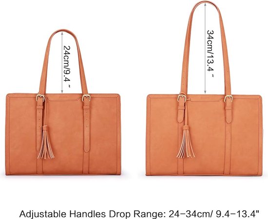 Damestas voor 15,6 inch laptop en aktetas, grote handtas voor zaken ...