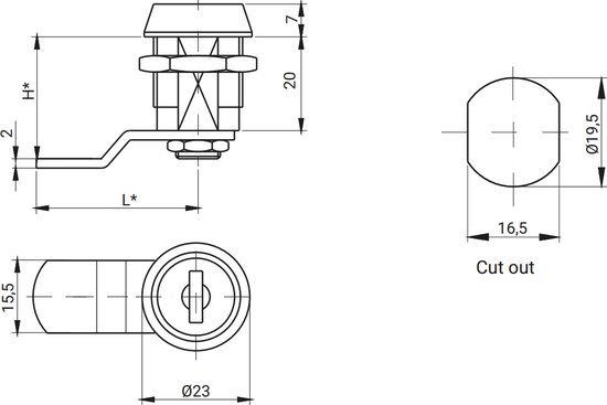 Locker slot - Kantelslot - Z-2106 - 20mm | bol