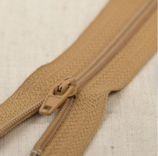 Fijne rits polyester cognac geel bruin 30cm - niet-deelbaar stevige rits | bol