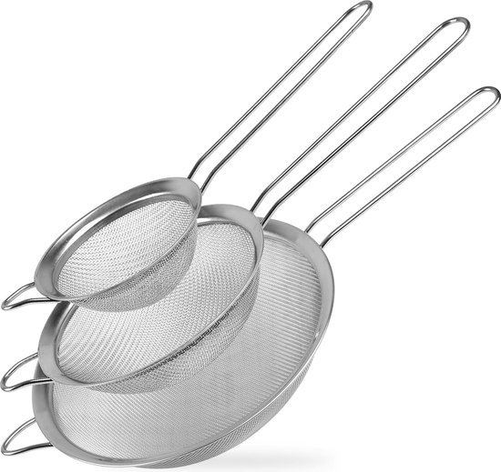 3 stuks fijnmazige zeef, roestvrijstalen pastazeef, keukenzeef, 8/13,5/ ...