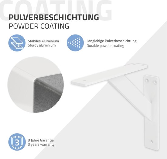 ML-Design 8 stuks plankdrager 180x180 mm, wit, aluminium, zwevende ...