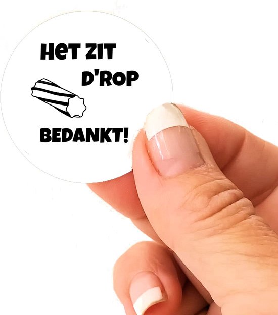 Stickers wit bedankt het zit d'rop Ø 4 cm 48 stuks-etiketten sluitzegel ...